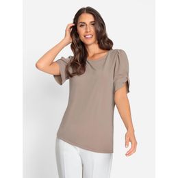 Heine Witt Damen Kurzarmshirt mit Raffungen, sesam, Gr&ouml;&szlig;e 34