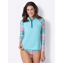 WITT Damen Badeshirt, aquamarin-ros&eacute;-bedruckt, Gr&ouml;&szlig;e 40
