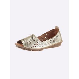 Gemini Damen Slipper zehenoffen, mit Lochmuster, goldfarben, Größe 40