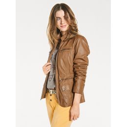 Heine Witt Damen Lederjacke im Used-Look, cognac, Gr&ouml;&szlig;e 44