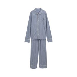 Tom Tailor Damen Pyjama-Set mit Streifenmuster, blau, Gestreift, Gr. 42