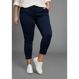 Jogger Pants LAURA SCOTT CURVE, Damen, Gr. 58, N-Gr, blau (navy), Milano Rib, Obermaterial: 65% Viskose, 30% Polyester, 5% Elasthan, unifarben, Basic, figurumspielend kn&ouml;chellang, Hosen, im sportiven Look aus formstabilem, elastischem Stoff - GROSSE GR&Ouml;SSE, Topseller