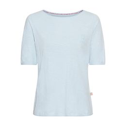 LIEBLINGSSTÜCK T-Shirt LIEBLINGSSTÜCK "Candice", Damen, Gr. 4XL, blau (skyway), Single Jersey, Obermaterial: 100% Baumwolle, clean, unifarben, regular fit normal, Rundhals, Rollsaum, Shirts T-Shirt, mit Rundhals
