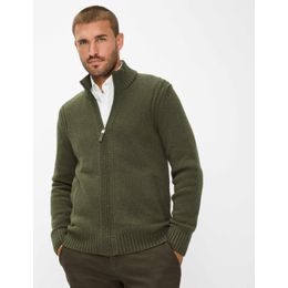 Strickjacke Brax "Style JAKE", Herren, Gr. L, olivgr&uuml;n, Strick, 50% Wolle, 25% Viskose, 25% Polyamid, Strickjacken Strickjacke