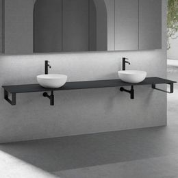 neoro n50 Slim-Konsolenplatte B: 240 cm mit 2 Waschtischen &Oslash; 40 cm wei&szlig; matt,, 2#BN0064WM+BN0407BM+BN0509BM+2#BN000005+3#BN000002,