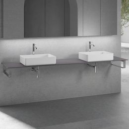 neoro n50 Slim-Konsolenplatte B: 240 cm mit 2 Waschtischen B: 58 cm wei&szlig; matt,, 2#BN0065WM+BN0407GR+BN0509BM+2#BN000003+3#BN000002,