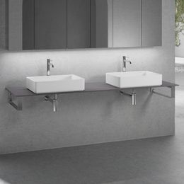 neoro n50 Slim-Konsolenplatte B: 200 cm mit 2 Waschtischen B: 58 cm wei&szlig; matt,, 2#BN0065WM+BN0406GR+BN0507BM+2#BN000003+2#BN000002,