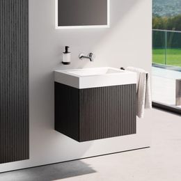 neoro n50 stripes Unterschrank B: 60 cm mit 1 Auszug, eiche schwarz profiliert, Waschtisch area, BN0486BBO+BN0157WM,