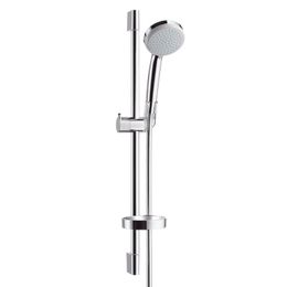 Hansgrohe Croma 100 Brausegarnitur mit Stange und Ablage, 4 Strahlarten, 27772000,