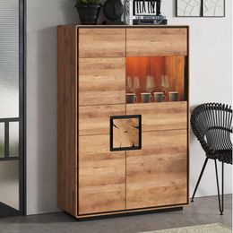 Pharao24.de Vitrinenschrank Standvitrine mit Hirnholz Applikation und Glastür