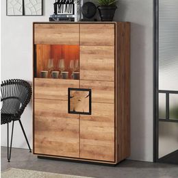 Pharao24.de Vitrinenschrank Esszimmervitrine in modernem Design mit Hirnholz Applikation