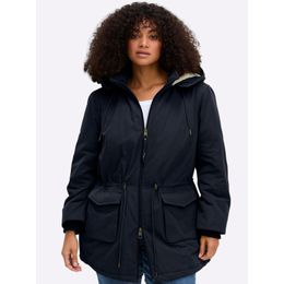 sheego Gro&szlig;e Gr&ouml;&szlig;en Parka mit Teddyfleece-Kapuze, tiefblau, Gr&ouml;&szlig;e 56 - Damen