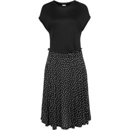 Beachtime by Lascana Damen Jerseykleid, schwarz-gepunktet-bedruckt, Gr&ouml;&szlig;e 44