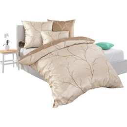 w&auml;schepur unisex Bettw&auml;sche beige-schoko-bedruckt, Gr&ouml;&szlig;e 40x80/135x200 cm
