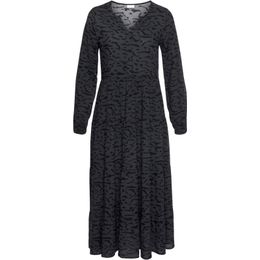 Lascana Damen Maxikleid, grau-schwarz-bedruckt, Gr&ouml;&szlig;e 46