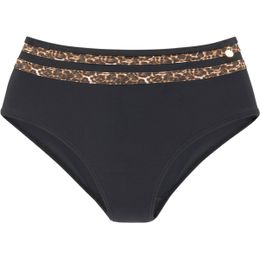 Lascana Damen Highwaist-Bikini-Hose, schwarz-leo, Gr&ouml;&szlig;e 34A/B/C/D