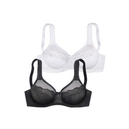petite fleur by Lascana Damen Minimizer-BH, schwarz+wei&szlig;, Gr&ouml;&szlig;e 100B