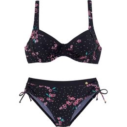 Lascana Damen B&uuml;gel-Bikini, schwarz-bedruckt, Gr&ouml;&szlig;e 38B