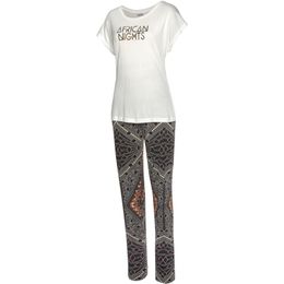 Lascana Damen Pyjama, braun-gemustert-ecru, Gr&ouml;&szlig;e 40/42