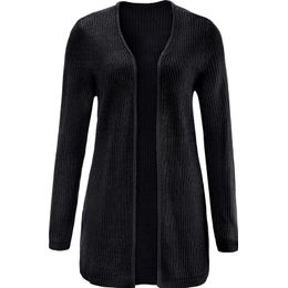 CR&Eacute;ATION L Damen Strickjacke mit gerippten Abschl&uuml;ssen schwarz Gr&ouml;&szlig;e 38