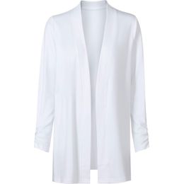 Damen Shirtjacke mit &Auml;rmel-Raffungen wei&szlig;, Gr&ouml;&szlig;e 38