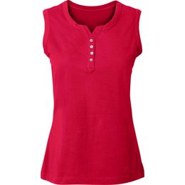 CR&Eacute;ATION L Damen Tanktop mit Kn&ouml;pfen in Perlmutt-Optik rot Gr&ouml;&szlig;e 48