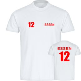 multifanshop Herren T-Shirt - Essen - Trikot Nummer 12 - Druck rot - Männer