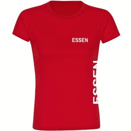 multifanshop Damen T-Shirt - Essen - Brust & Seite - Druck wei&szlig; - Frauen