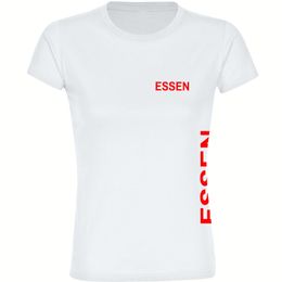 multifanshop Damen T-Shirt - Essen - Brust & Seite - Druck rot - Frauen