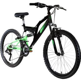 Galano FS240 Jugendfahrrad 24 Zoll Mountainbike ab 8 Jahre 130 - 145 cm 21 G&auml;nge schwarz/gr&uuml;n