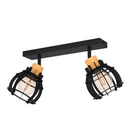 Eglo Leuchten Eglo STILLINGTON Deckenleuchte Naturfarben, Schwarz, 2-flammig