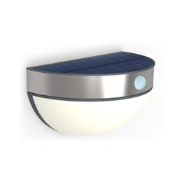 Lutec BRICK Solar-Au&szlig;enwandleuchte LED Edelstahl, 1-flammig, Bewegungsmelder