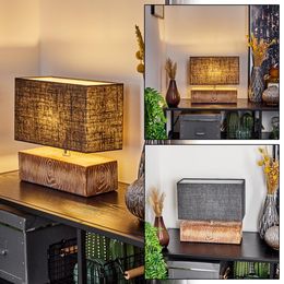 hofstein Francillon Tischleuchte Braun, Chrom, Holzoptik, 1-flammig