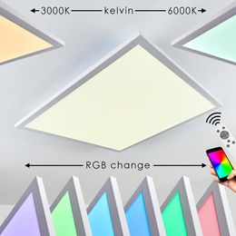 hofstein Salmi Deckenpanel LED Wei&szlig;, 1-flammig, Fernbedienung, Farbwechsler