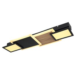 Globo CAROLINE Deckenleuchte LED Holzoptik, Schwarz, 1-flammig