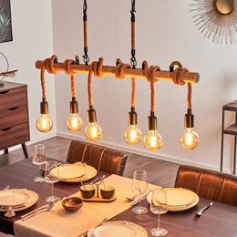 hofstein Vitlanda Pendelleuchte Braun, Holz hell, Schwarz, 6-flammig