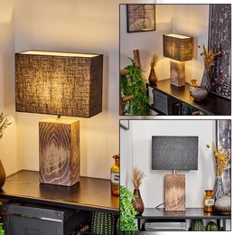 hofstein Francillon Tischleuchte Braun, Chrom, Holzoptik, 1-flammig