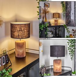 hofstein Korhola Tischleuchte Braun, Chrom, Holzoptik, 1-flammig