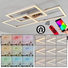 hofstein Relous Deckenleuchte LED Edelstahl, 3-flammig, Fernbedienung, Farbwechsler