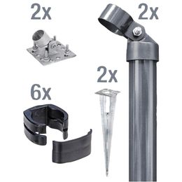 Eckpfosten Alberts "Fix-Clip Pro", grau (anthrazit), H:102cm, Stahl, Zaunpfosten, für Maschendrahthöhe 102 cm, zum Aufschrauben