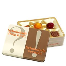 Präsentdose „Schokolade fragt nicht“