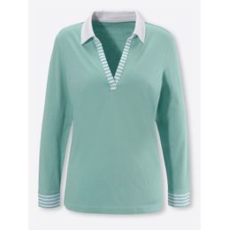 WITT Damen Langarmshirt mit Streifenpartien, salbei-wei&szlig;, Gr&ouml;&szlig;e 54