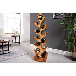 Riess Ambiente Skulpturales Weinregal ARTE 100cm natur Suarholz handmade in Bali Flaschenhalter Riess-Ambiente organisch