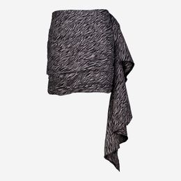 Just Cavalli Schwarz-silberfarbener Minirock mit gerafftem Material