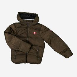 Canadian Peak Dunkelgrüne Pufferjacke mit abnehmbarer Kapuze