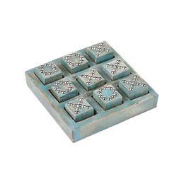 Beliani Dekofigur KINA in Blau/Silber/Braun - (W) 16 x (H) 3 x (L) 16 cm | Gr.: onesize