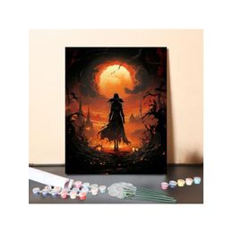 ARTNANAS DIY Malen nach Zahlen Set-"H&ouml;llenmond" | Gr.: 30x40 mit Rahmen