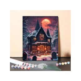 ARTNANAS DIY Malen nach Zahlen Set-"Blutmondkirche" | Gr.: 30x40 mit Rahmen