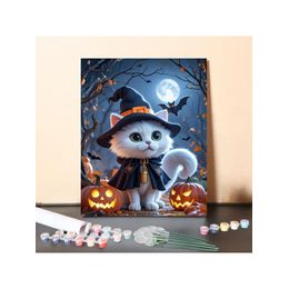 ARTNANAS DIY Malen nach Zahlen Set-"Mondkatze" | Gr.: 40x50 mit Rahmen