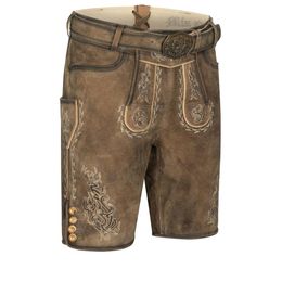N&uuml;bler N&uuml;bler Lederhose kurz Wilster in Braun - Beige | Gr.: 54